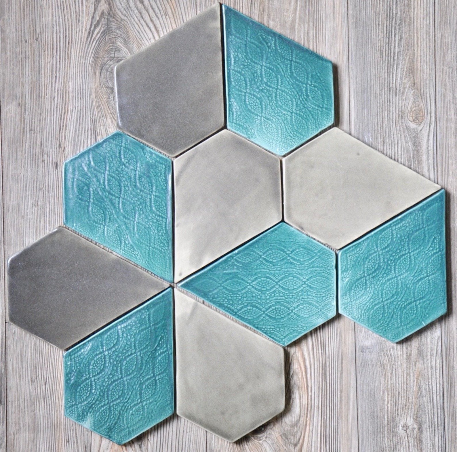 6x8 Geometric Hexagon Floret Handmade Ceramic Tile Kitchen | Etsy