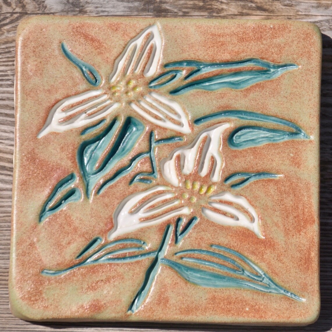 Ceramic 5x5 Trillium Wildflower Art Tile Outdoor Art Framed - Etsy
