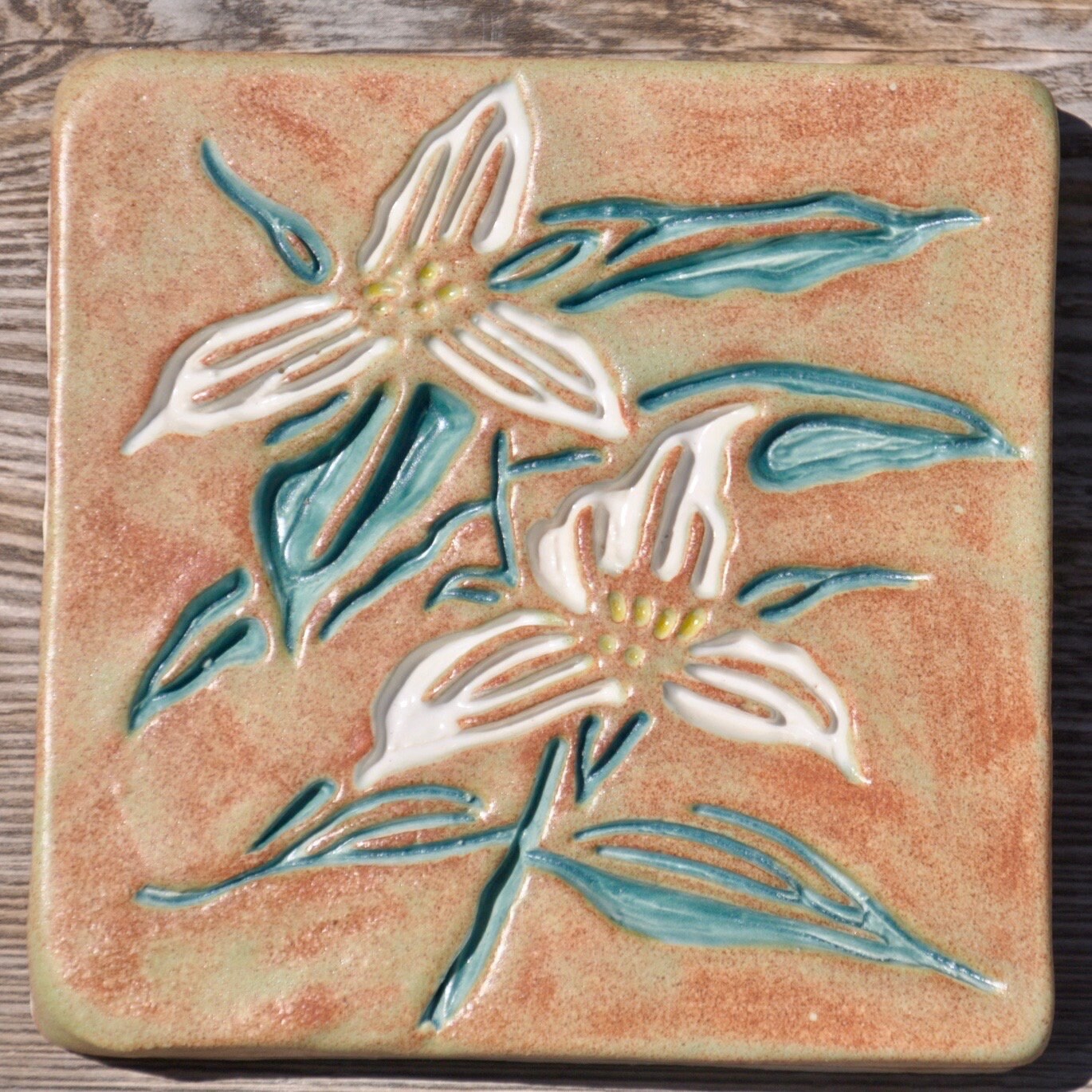 Ceramic 5x5 Trillium Wildflower Art Tile Outdoor Art Framed | Etsy