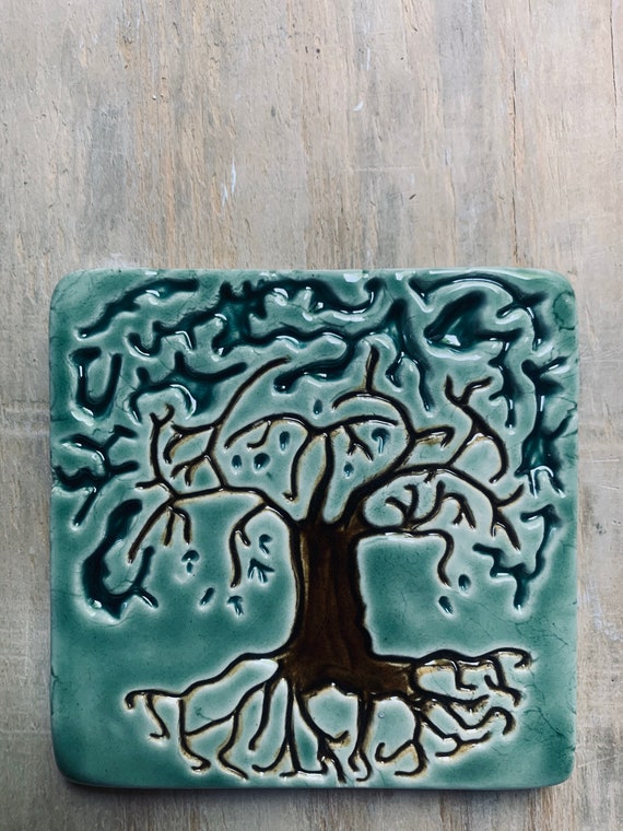 Ceramic Tile Art Tree Mosaic Tile Art Green Tree | Mozaico Decor