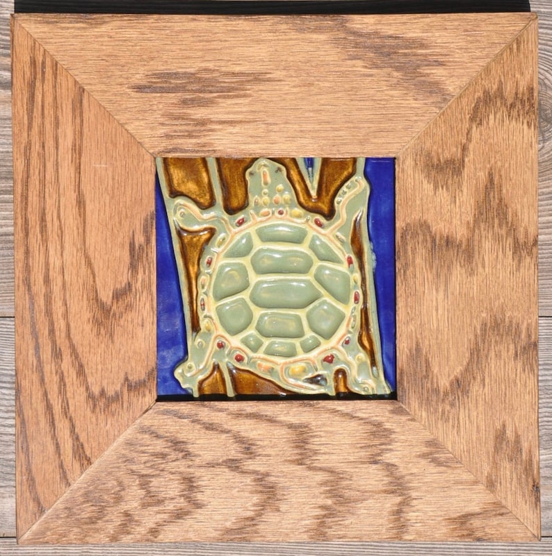 5x5 Handmade Handpainted Ceramic Turtle Art Tile Forest - Etsy