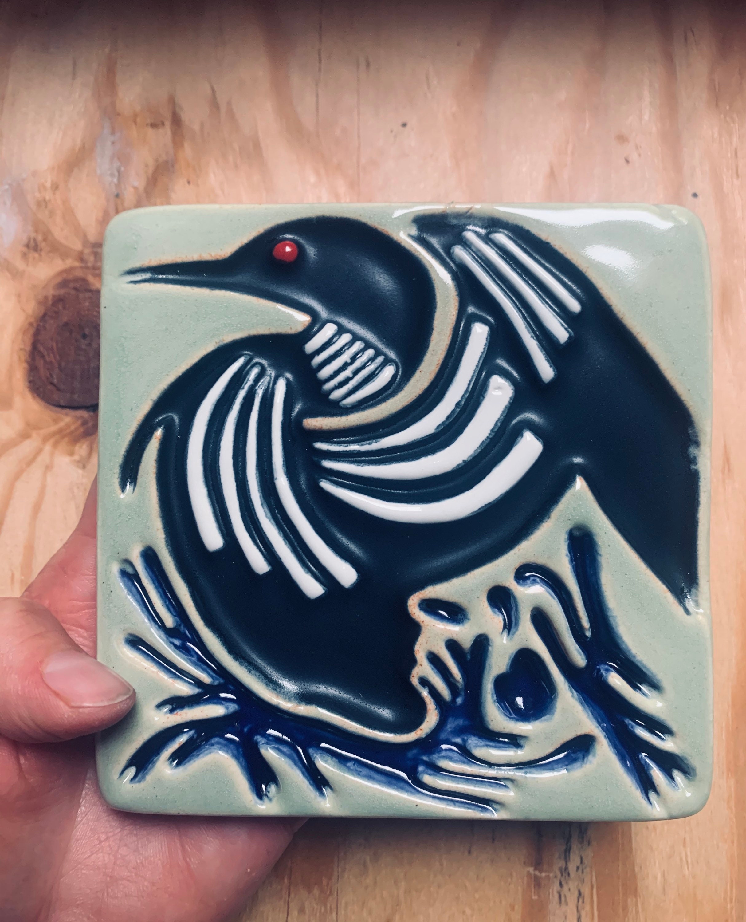 Handmade Loon Ceramic Art Tile: Lakehouse Cottage Decor (5x5) - Etsy