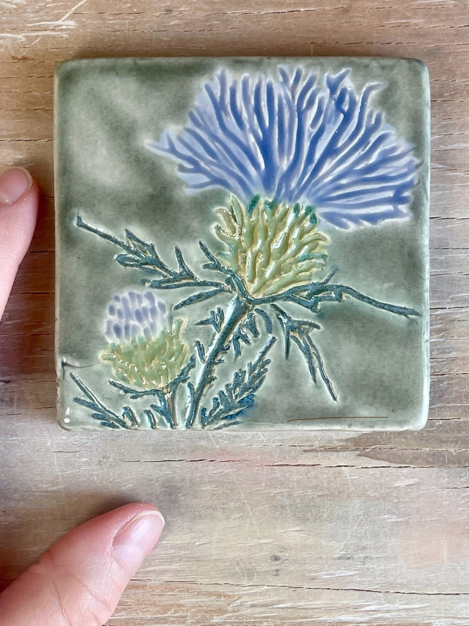 Handmade Thistle Flower Art Tile: Michigan Ceramic Backsplash (4x4) - Etsy