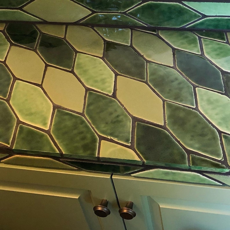 3x8 Handmade Geometric Ceramic Kitchen Backsplash Tile, 1 SQ FT Picket ...