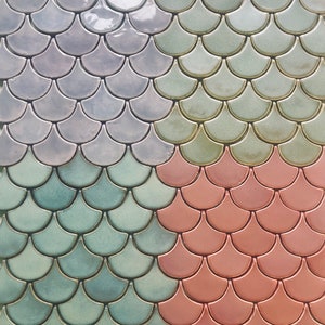 3x3 Handmade Ceramic Tile Kitchen Backsplash, 1 SQ FT, Moroccan Fish ...