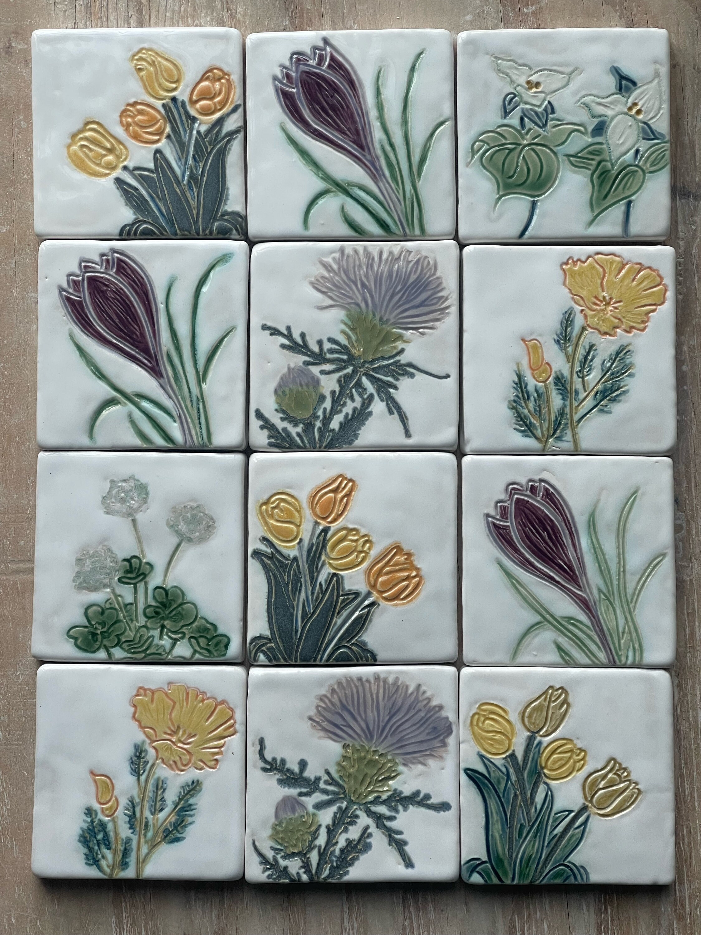 Handmade Thistle Flower Art Tile: Michigan Ceramic Backsplash (4x4) - Etsy