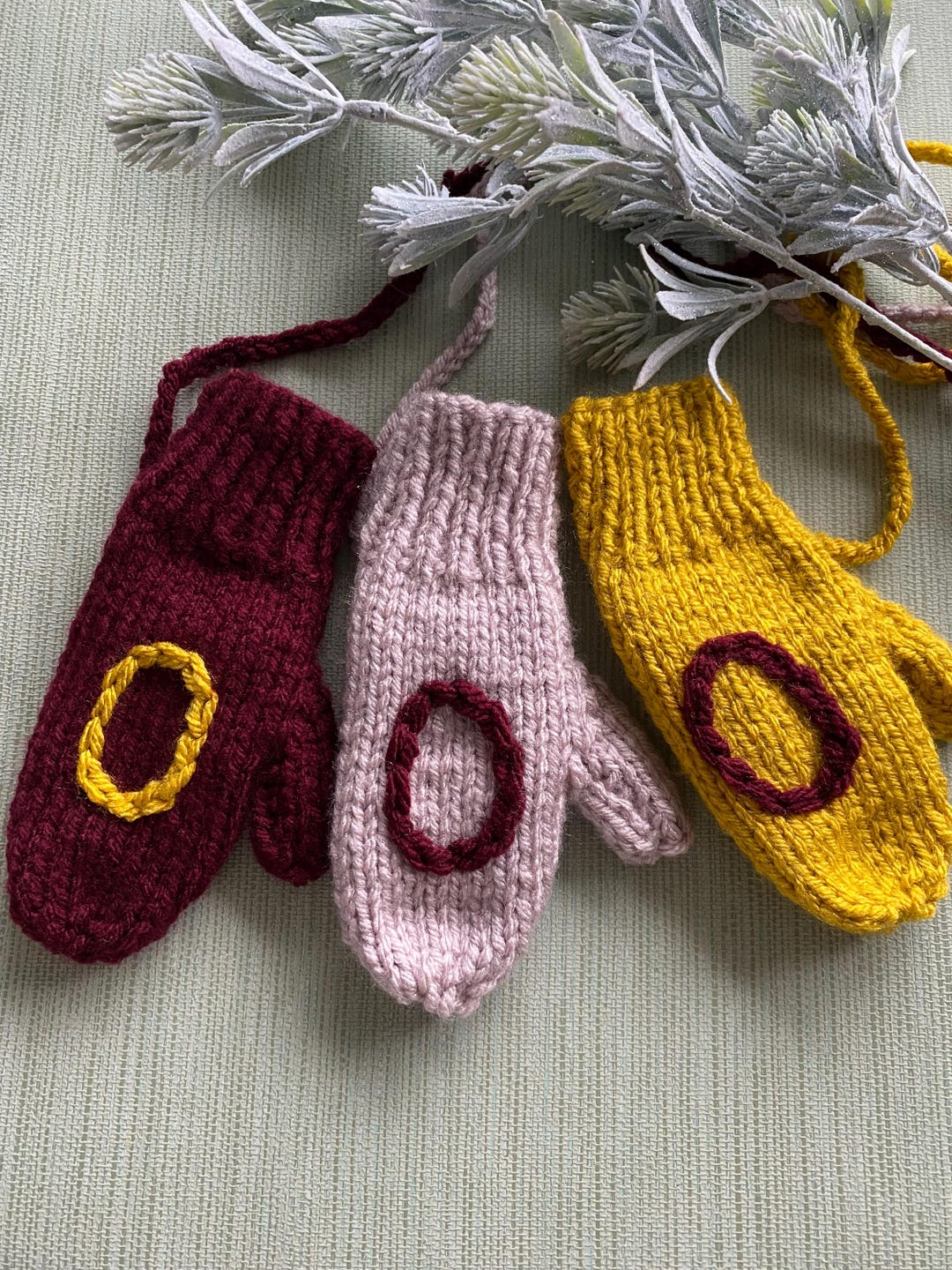 Personalised Chunky Children's Hand Knitted Mittens on a String, With ...