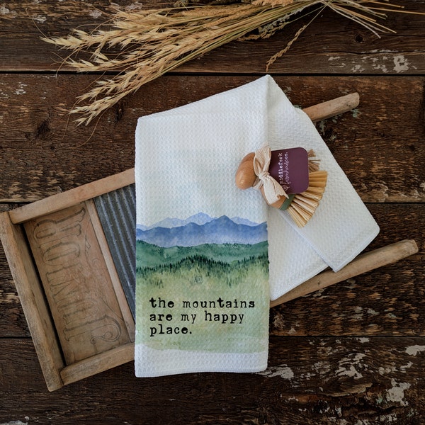 Personalized Dish Towels Mountains - Etsy