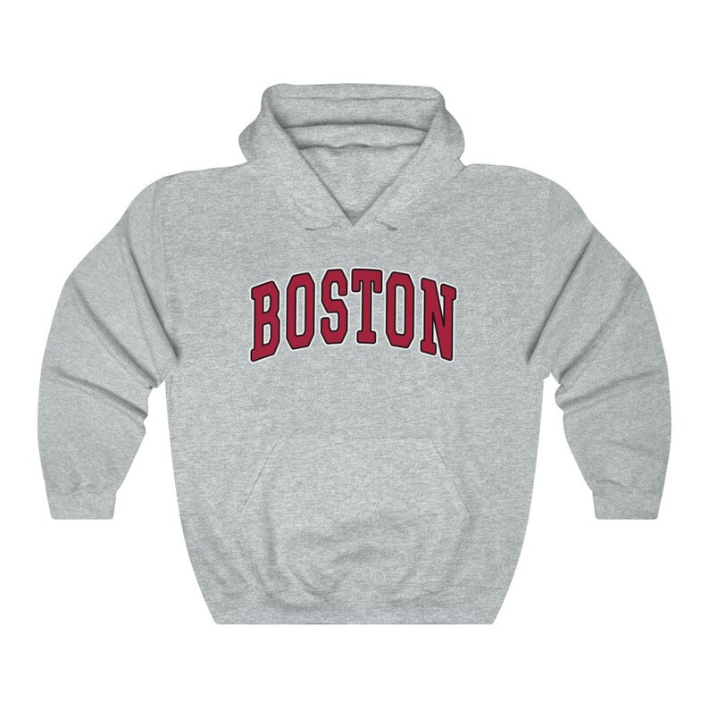 Boston Red College Style Hooded Sweatshirt - Etsy