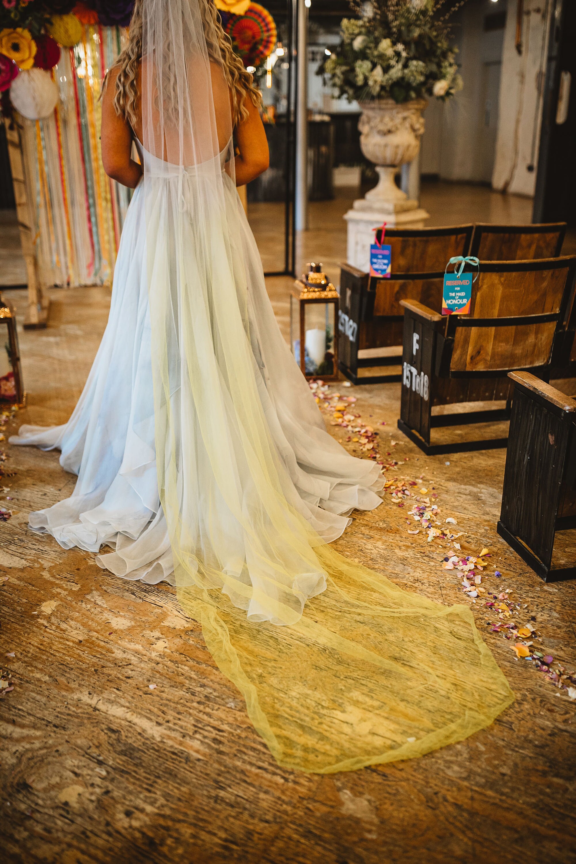 Yellow & White Ombré Veil | Bright Bridal Veil | Colourful Wedding Veil ...