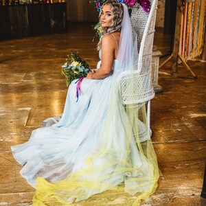 Yellow & White Ombré Veil | Bright Bridal Veil | Colourful Wedding Veil ...