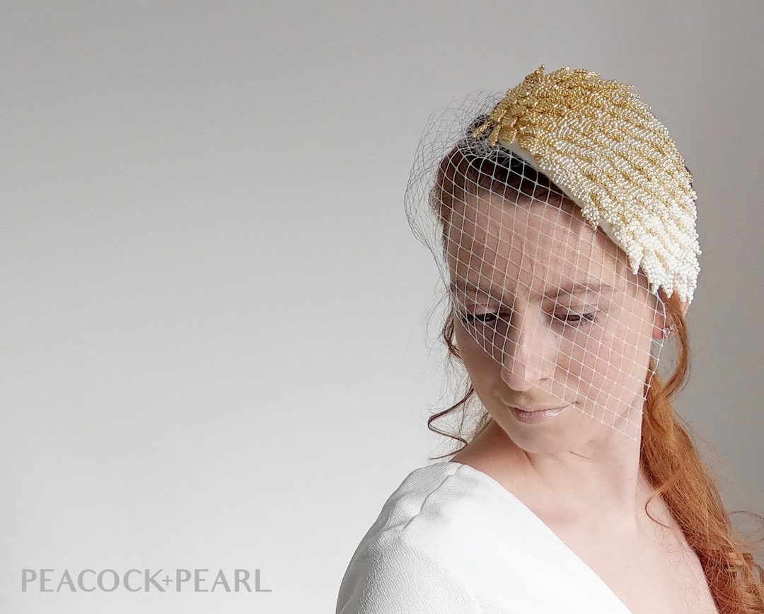 Bridal Birdcage Veil Fascinator | Embellished Wedding Headpiece ...