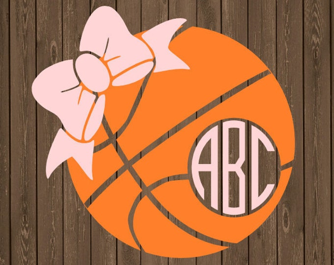 Basketball Monogram Dxf Basketball Bow Cut File Cricut - Etsy