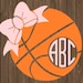 Basketball Monogram Dxf, Basketball Bow Cut File Cricut Silhouette ...