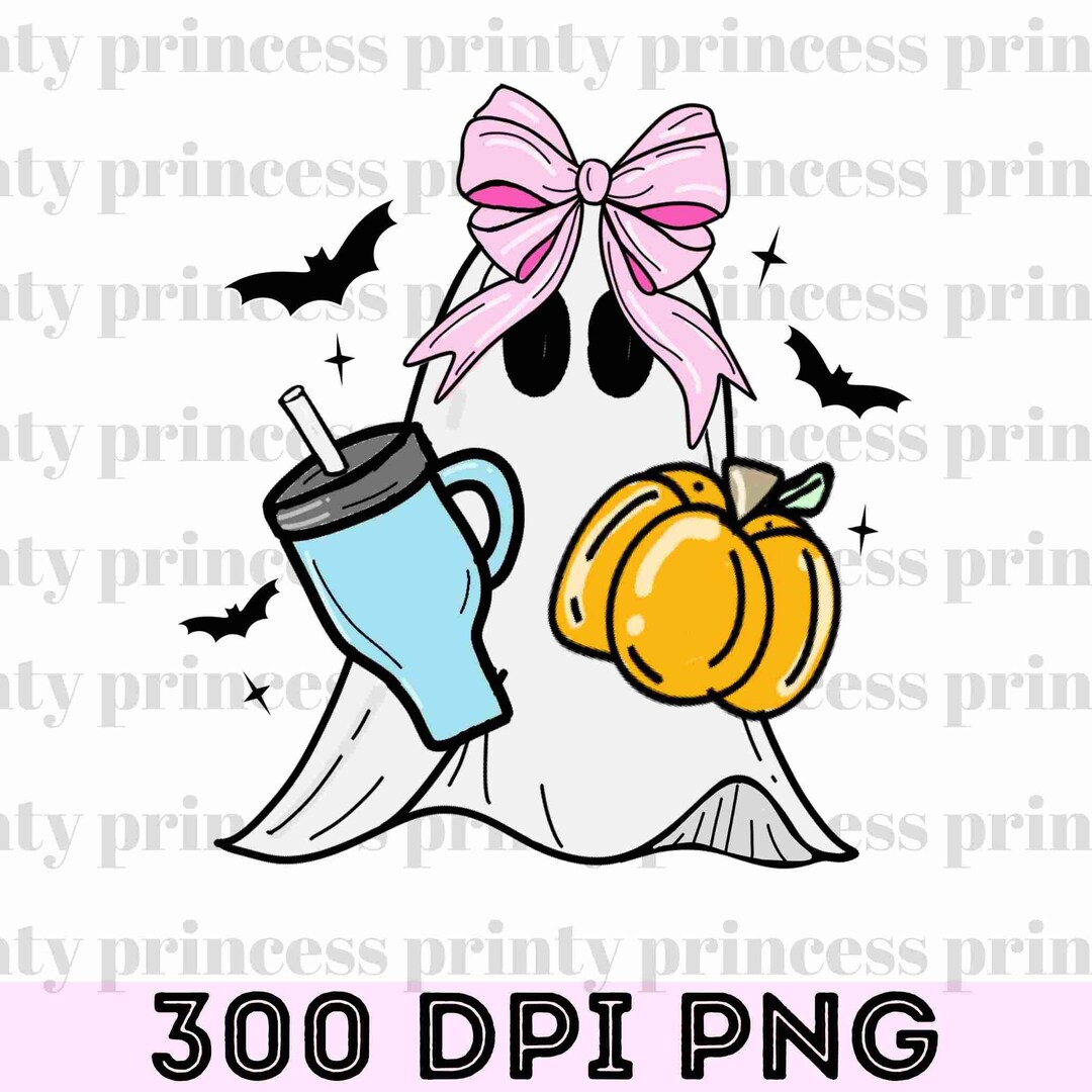 Cute Ghost Drinking Png, Hand Drawn Ghost Iced Coffee PNG, Halloween ...