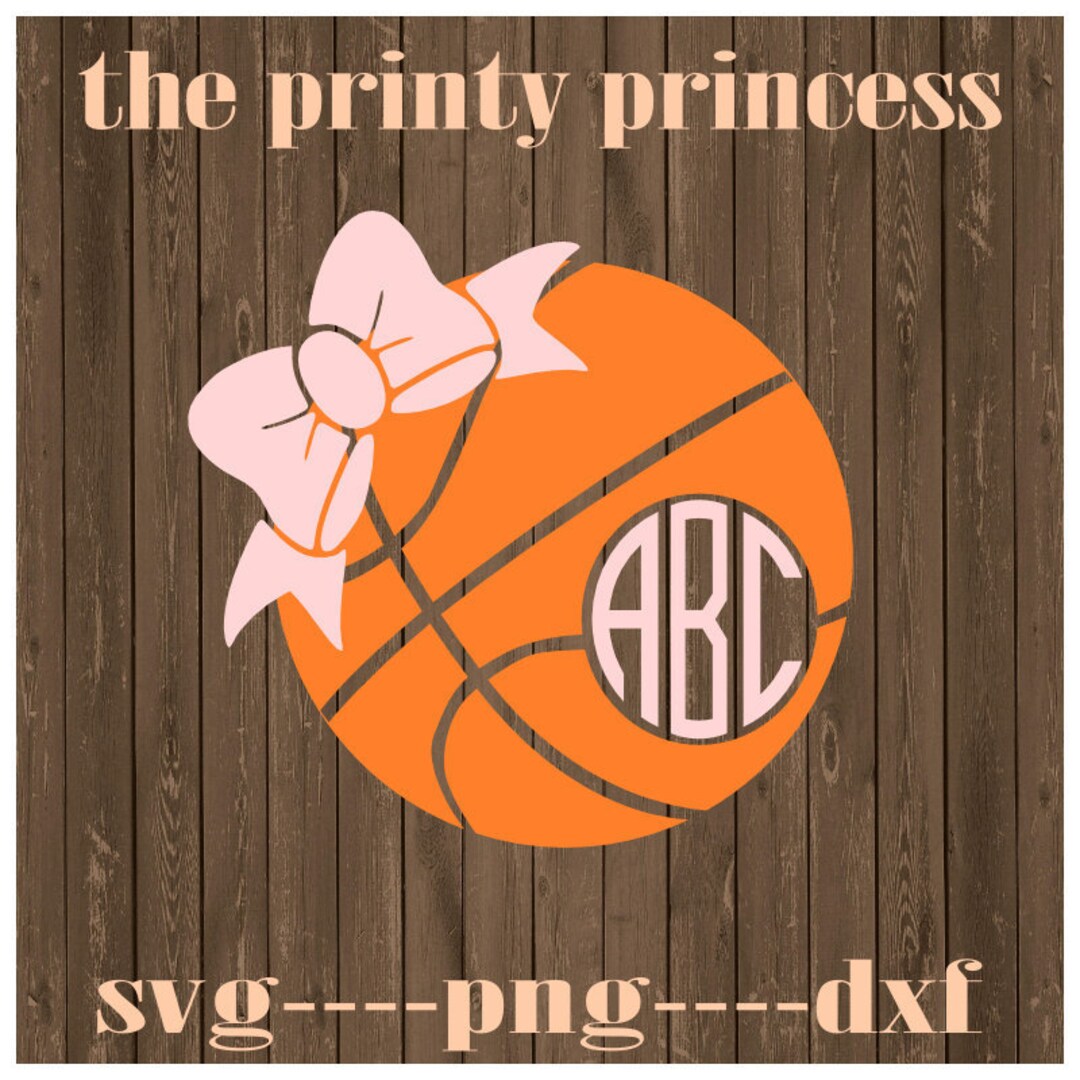 Basketball Monogram Dxf, Basketball Bow Cut File Cricut Silhouette ...