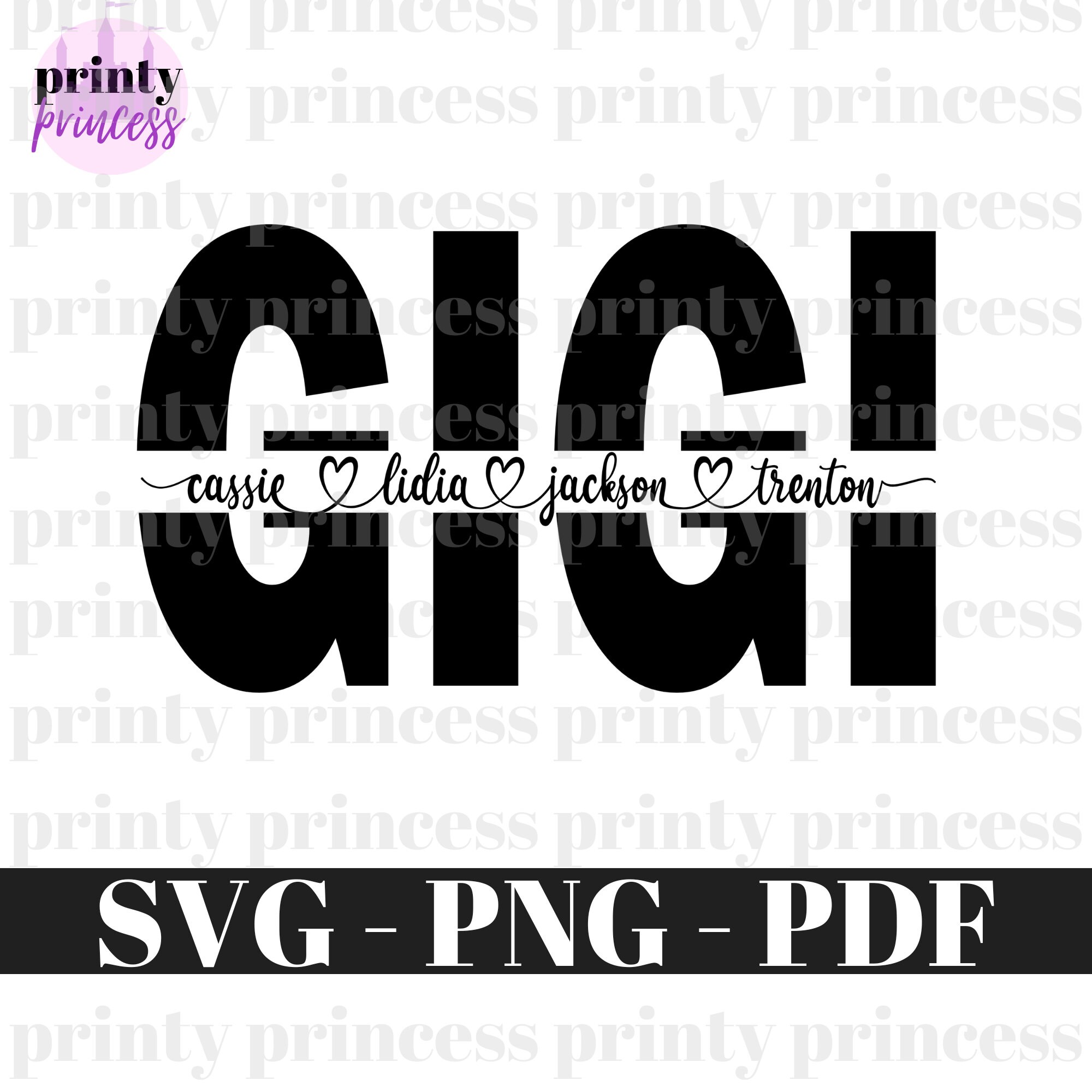 Gigi SVG, PNG, PDF Split Gigi Frame Svg, Mother's Day Svg, Mom Cut File ...