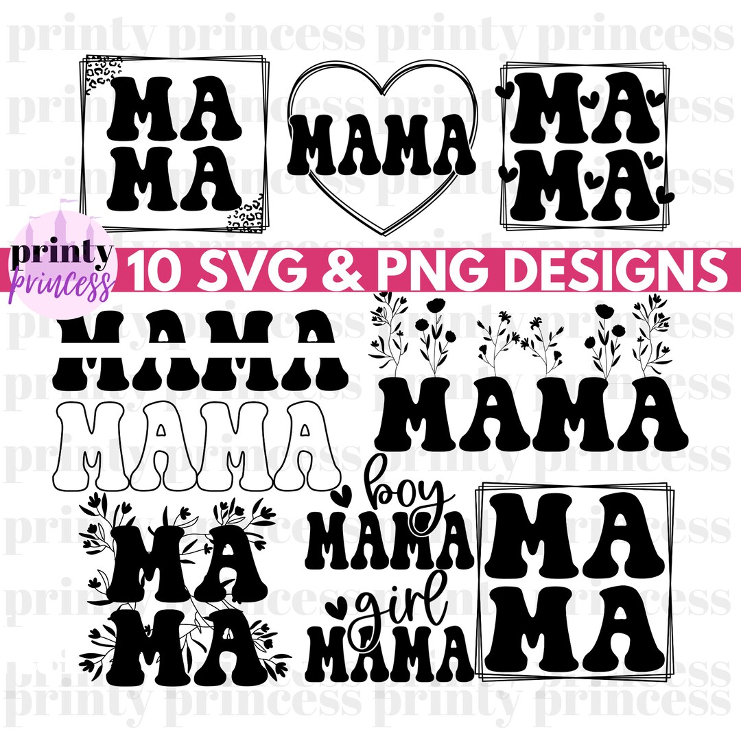 Mama SVG Bundle, Split Mama Frame Png, Mother's Day Png Bundle, Mom ...