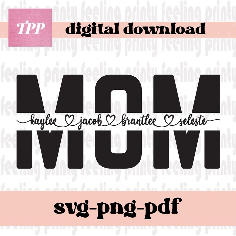 Mom SVG, PNG, PDF Split Mom Frame Svg, Mother's Day Svg, Mom Cut File ...