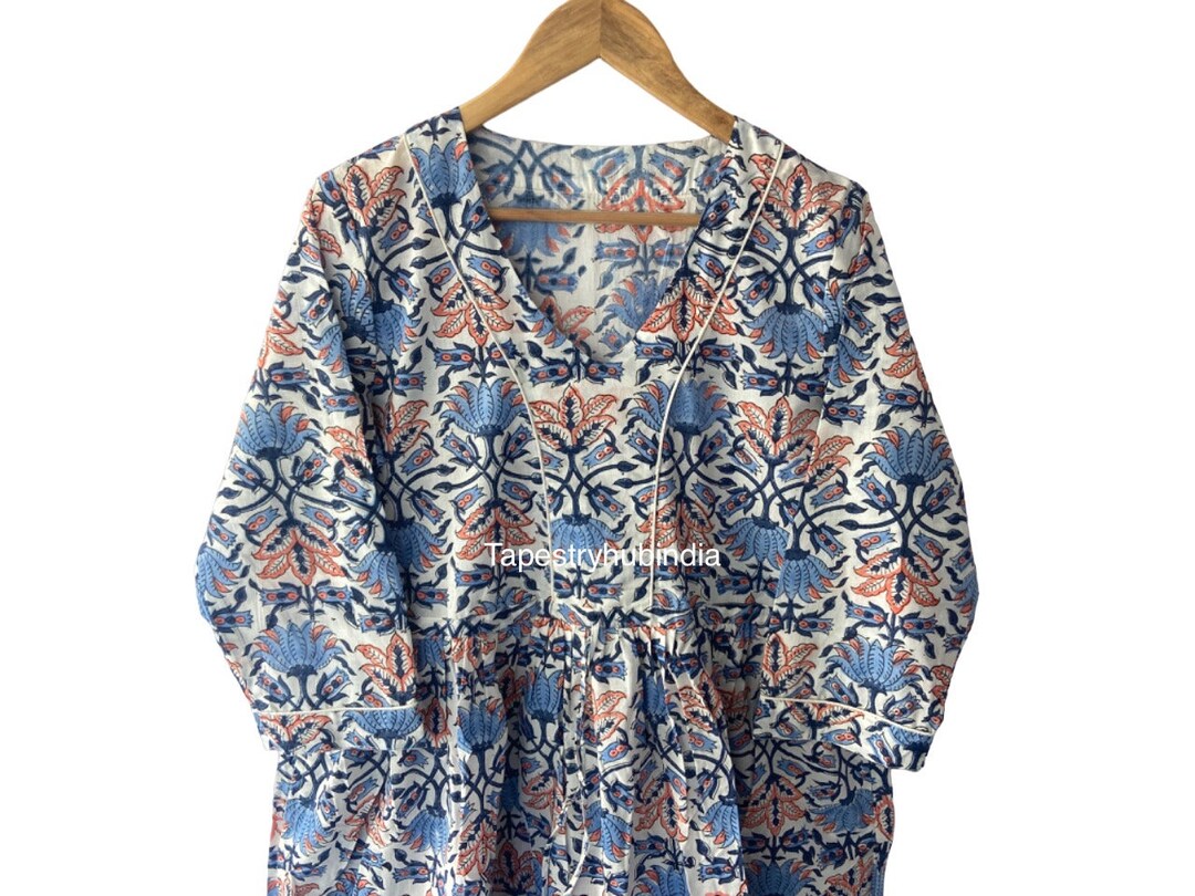 Floral Hand Print Dress,handblock Cotton Dress,indian Print Dress ...