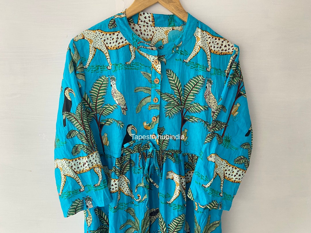 New Forest Leopard Print Block Print Cotton Wedding and Party Dress ...