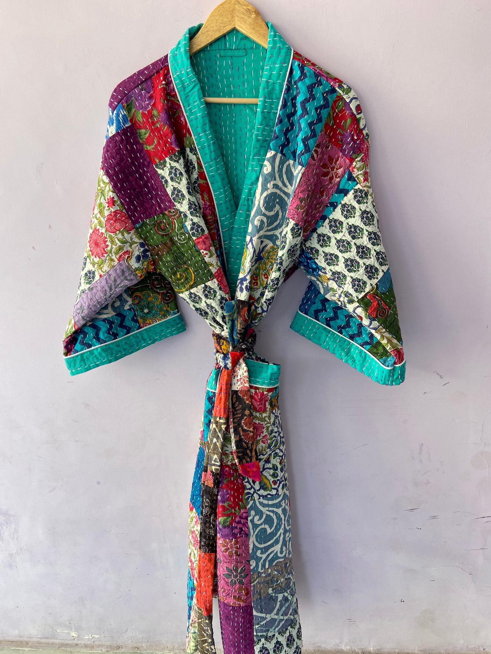 One of A Kind Kantha Coat, Vintage Long Kantha Jacket, House Coat Gift ...