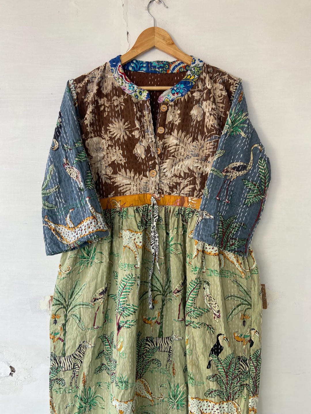 New Patchwork Kantha Dress, Winter Kantha Dress, Long Winter Dress ...