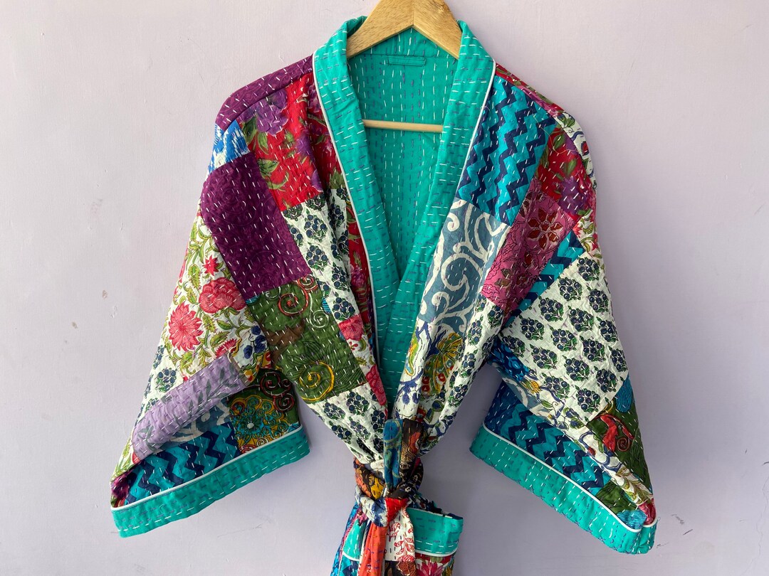 One of A Kind Kantha Coat, Vintage Long Kantha Jacket, House Coat Gift ...