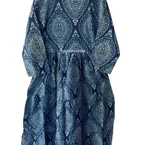Indigo Cotton Gown Indian Dress,block Print Handmade Dress,cotton Dress ...