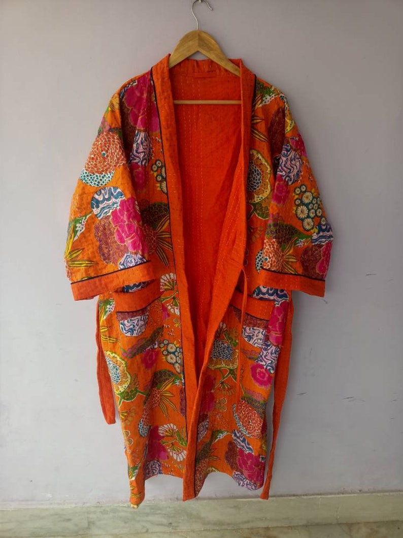 Cotton Kimono Robes for Women Indian Dressing Gown Unisex Blockprint ...