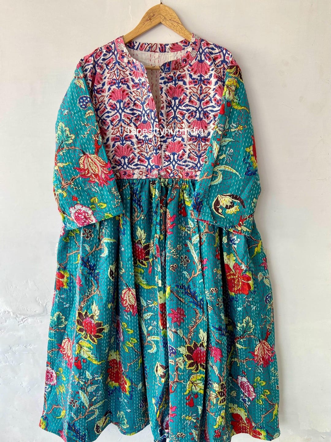 Button Neckline Kantha Dress ,gown and Maxi Dress, Blosen Dress ...