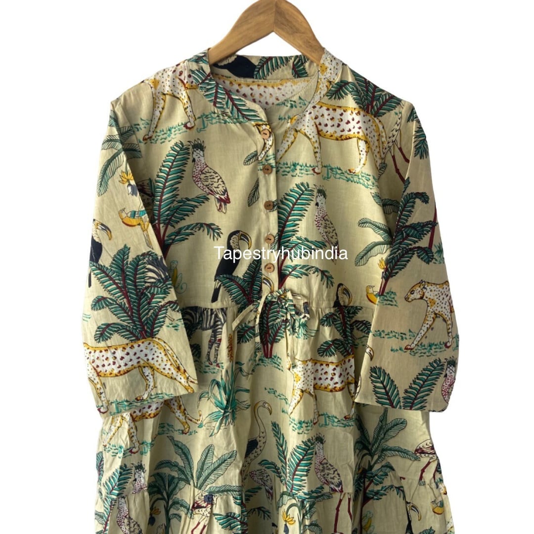 Hand Print Dress,handblock Cotton Dress,indian Print Dress,cotton Block ...
