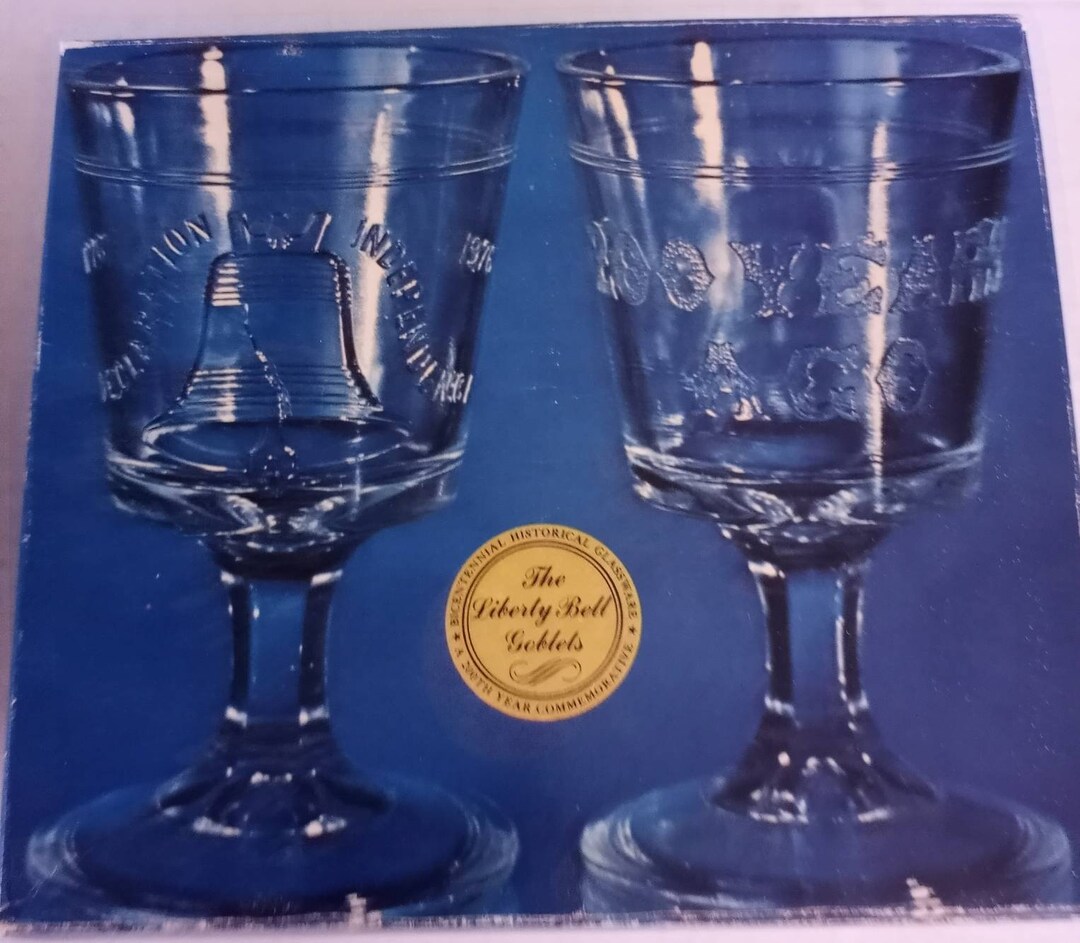 Liberty Bell Goblets 16 Oz. Bicentennial Historical Glassware - Etsy