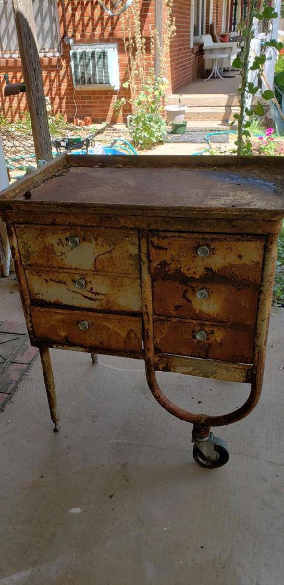 Unique Vintage Industrial Rolling Table/cart - Etsy