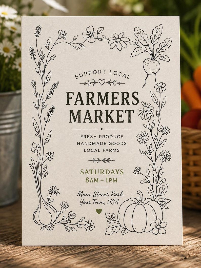 50 Farmers Market iPad Procreate Stamps, Hand Drawn Farm Brushes ...
