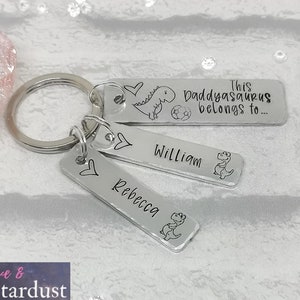 This Daddyasaurus Belongs to Personalised KEYRING Hand Stamped Dinosaur ...