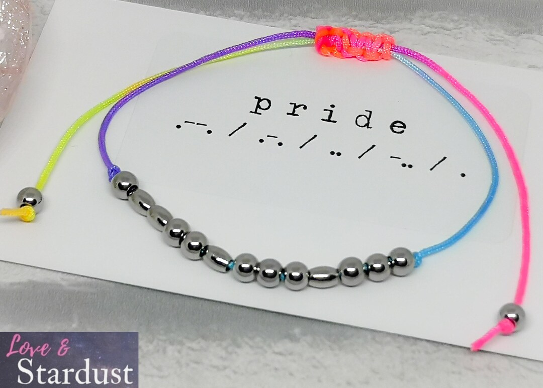 Pride LGBTQ MORSE CODE Bracelet Stainless Steel Beads Adjustable ...