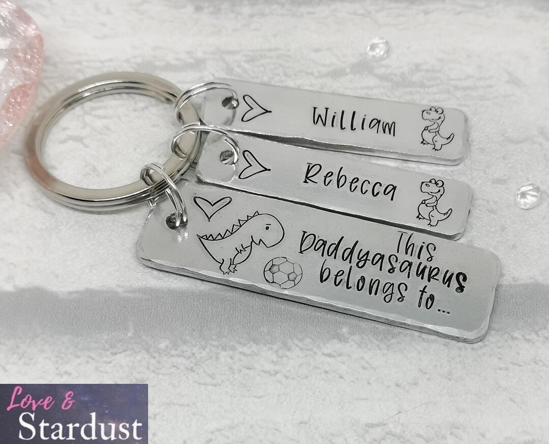 This Daddyasaurus Belongs to Personalised KEYRING Hand Stamped Dinosaur ...