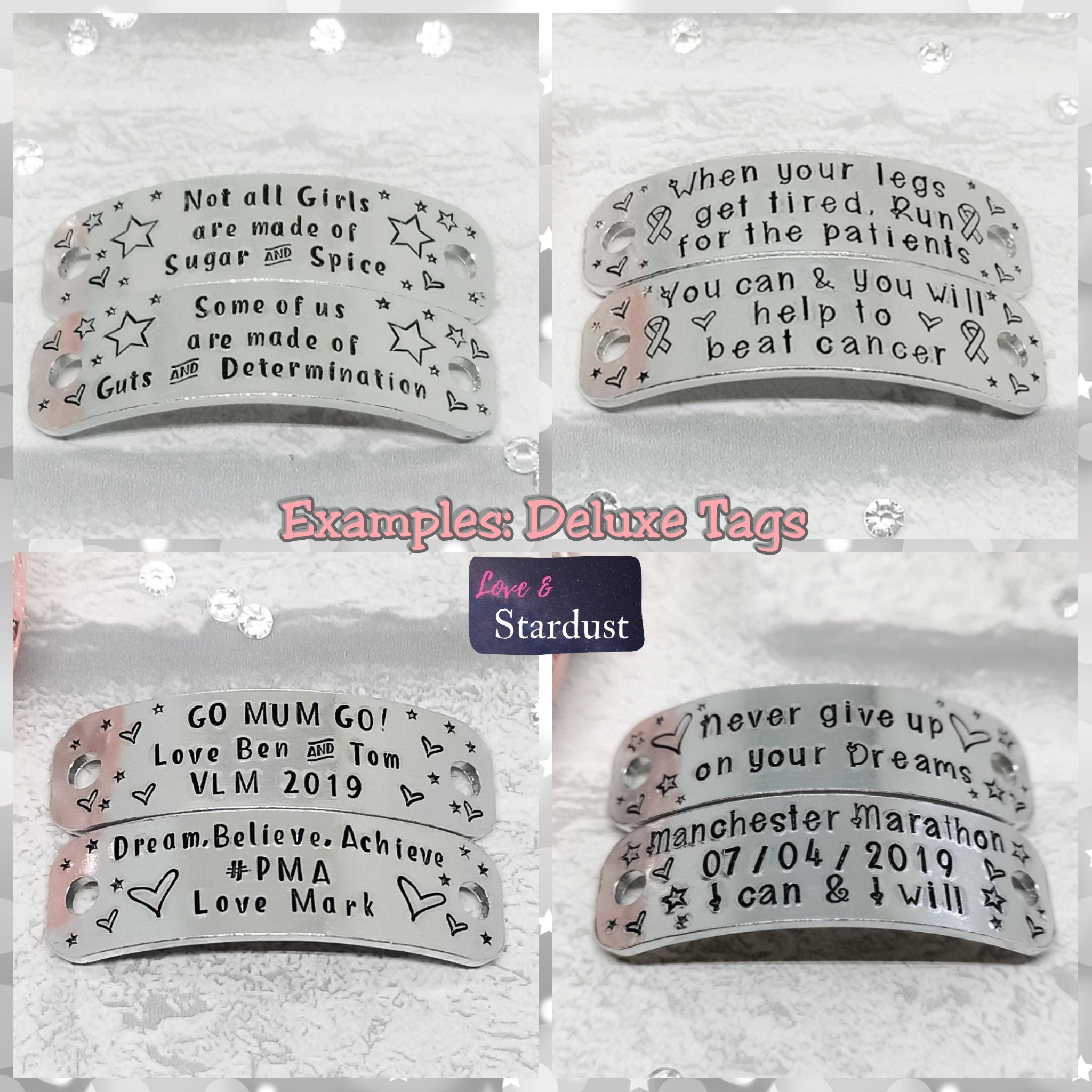 Deluxe Custom Trainer Tags Personalised Shoe Lace Charms 3 Lines of ...