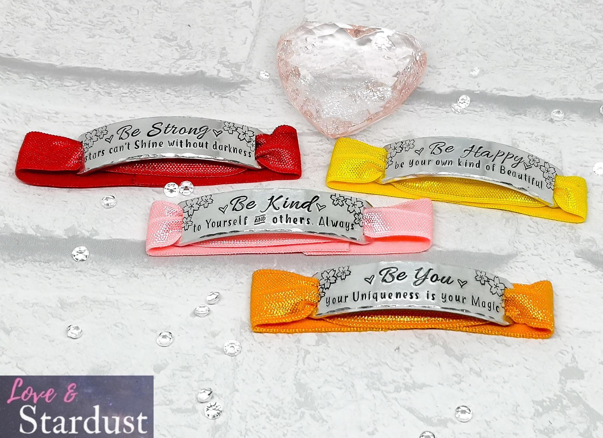 BE YOU Affirmation Bracelet Satin Band Hand Stamped Gift Love Heart ...