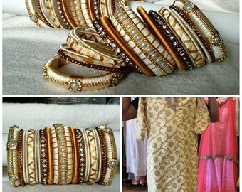 Silk Thread Designer Stone Bangles - Etsy