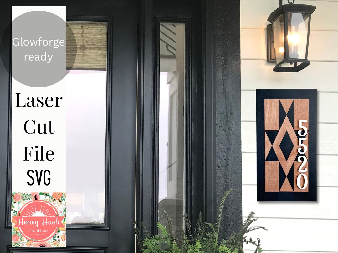 Address Sign SVG File, Front Porch Decorations, Glowforge Project ...
