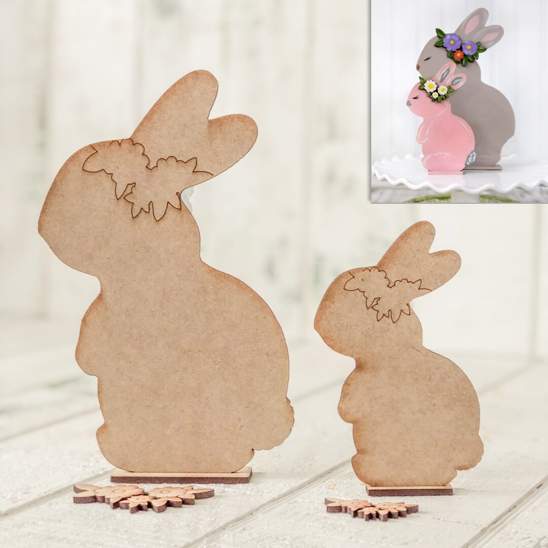 DIY Bunny Cutouts, Blank Laser Cut Free Standing 3D Bunnies, Unfinished ...