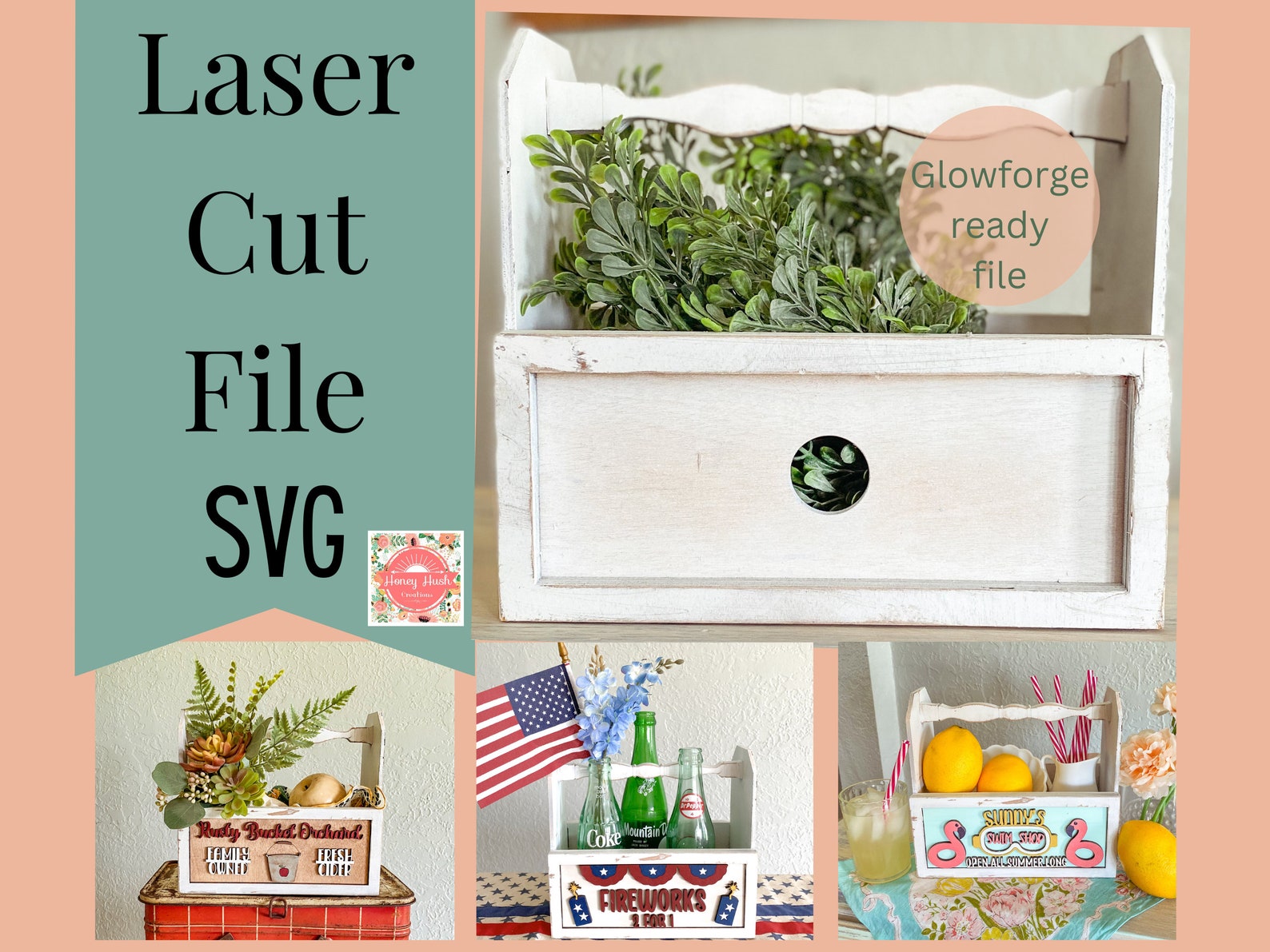 Interchangeable Tool Box SVG File, Glowforge Home Decor, Seasonal Laser ...