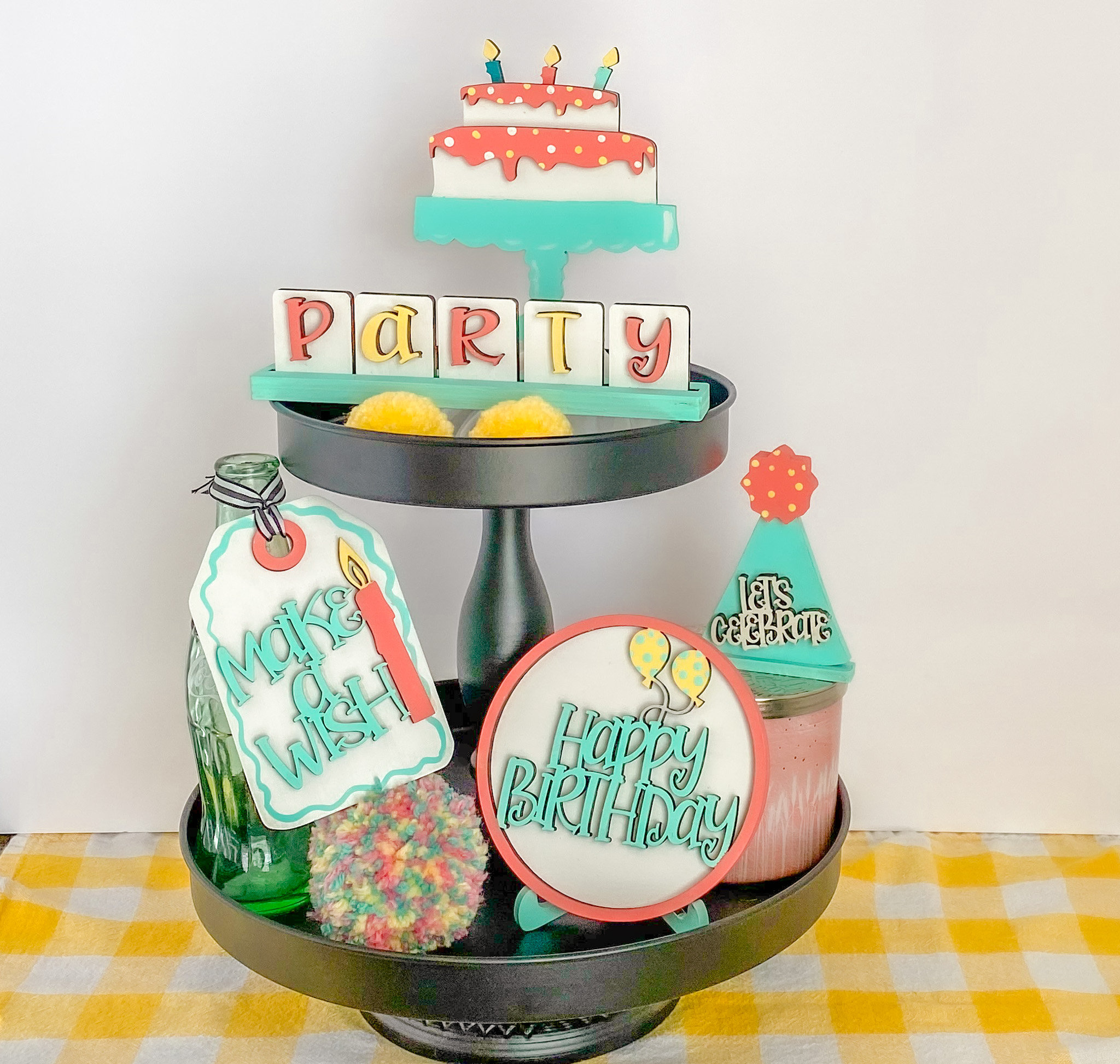 DIY Birthday Tiered Tray Set Happy Birthday Tiered Tray - Etsy