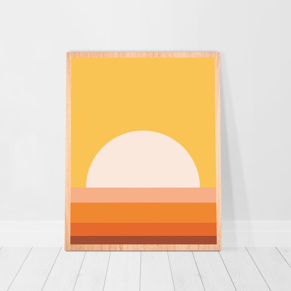 Retro Sunset Print - Etsy