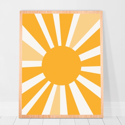 Retro Wall Art Sun Art Vintage Poster 70s Wall Print 70s | Etsy