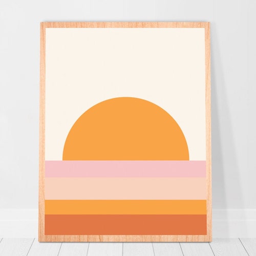 Boho Sun Print Retro Wall Art Abstract Sunrise Nursery Prints | Etsy