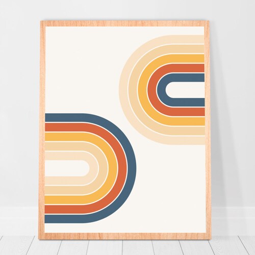 Rainbow Print Set of 4 Retro Wall Decor 70s 1970s Poster Art | Etsy