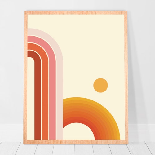Retro Sun Poster Boho Sun Wall Art 70s Print Sunburst Abstract | Etsy